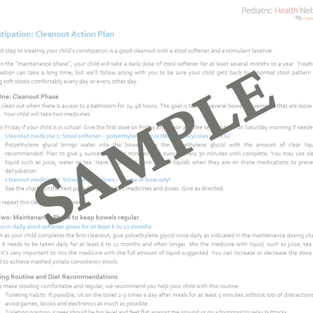 Clinical Support Tools: Constipation - Pediatric Health Network