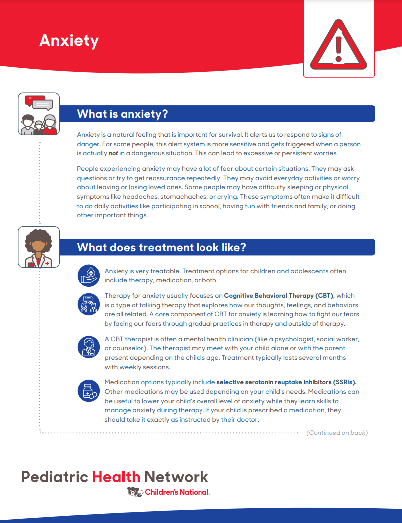 Clinical Support Tools: Anxiety - Pediatric Health Network